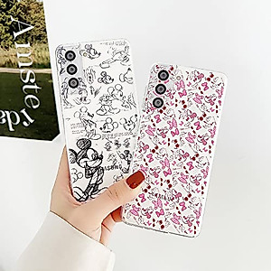 KeQili [2 Pack] for Galaxy Note 10 Plus Minnie Mickey Case,Cute Cartoon Sketching Graffiti Minnie Mouse Mickey Mouse TPU Women Girls Clear Phone Cover for Samsung Galaxy Note 10 Plus