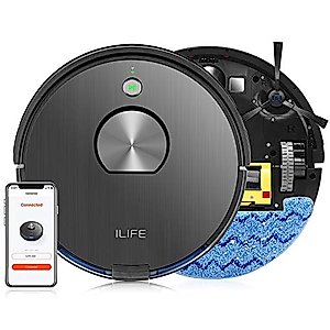 ILIFE A10 Mopping Robot Vacuum Cleaner, Robot Vacuum and Mop Combo, Lidar Navigation,2000Pa Strong Suction,Wi-Fi Connected, Works with Alexa, Multiple-Floor Mapping, for Pet Hair, Hard Floor, Carpets.