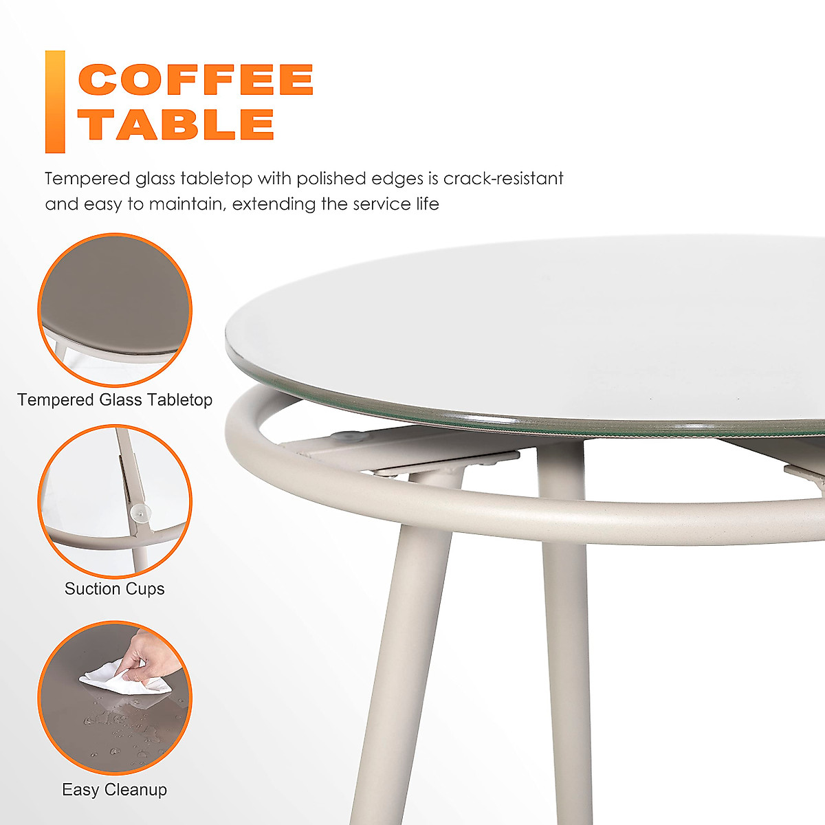 NUU GARDEN 3 Piece Outdoor Bistro Set, Woven Rope Conversation Patio Set, All Weather Patio Furniture Chairs and Table with Cushions for Garden, Deck, Backyard, Balcony, Porch, Gray