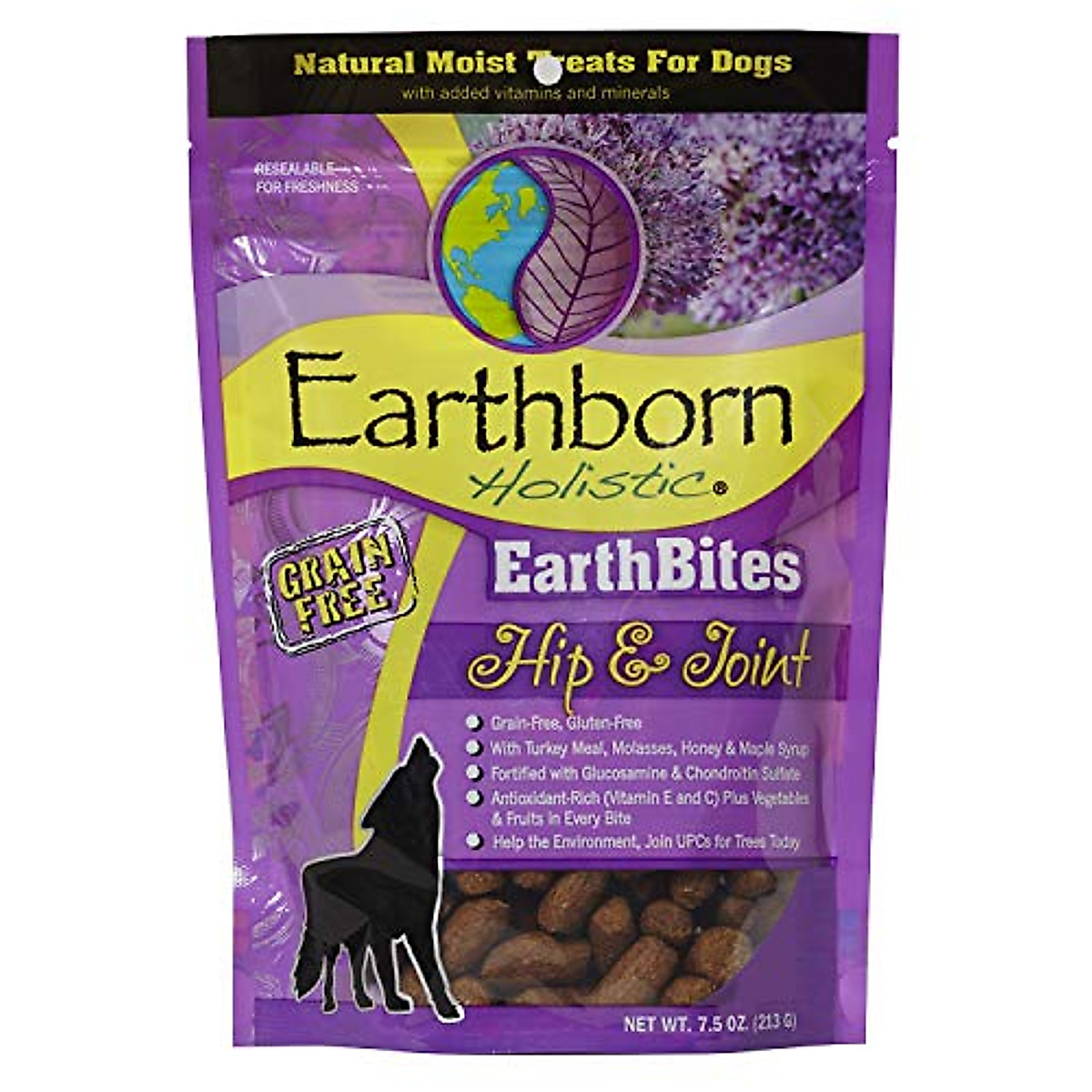 Earthborn Holistic EarthBites Hip & Joint Grain-Free Moist Treats for Dogs, 7.5 Ounce Bag