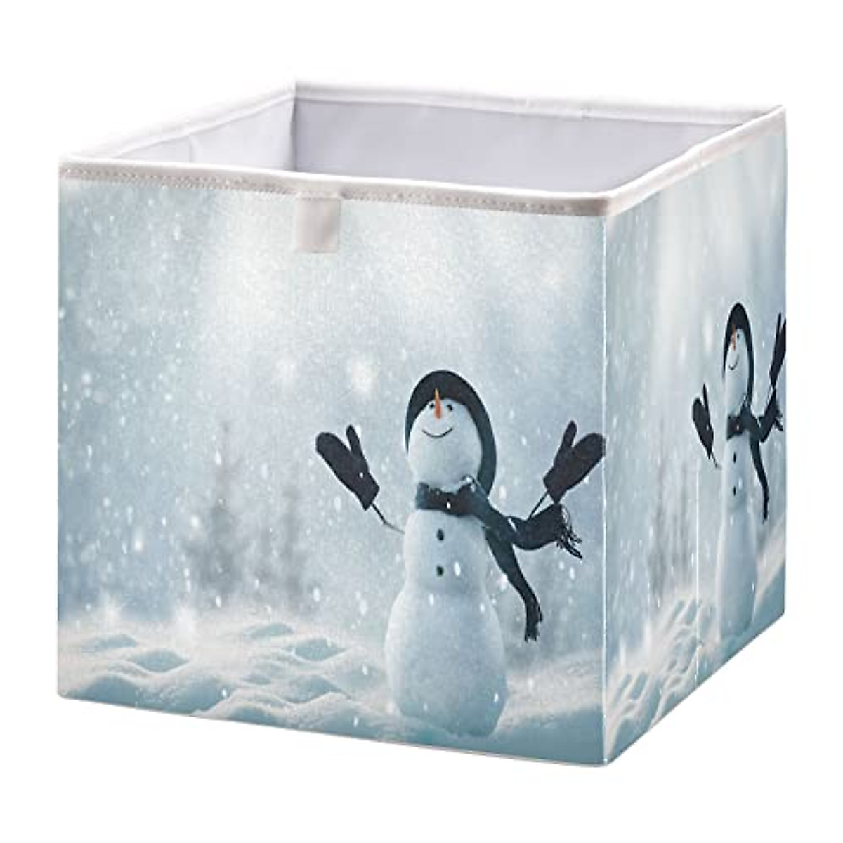 Kigai Christmas Snowman Rectangular Storage Bins - 16x11x7 In Large Foldable Storage Basket Fabric Storage Baskes Organizer for Toys, Books, Shelves, Closet, Home Decor