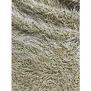 FabricEmpire 1.5'' Faux Fur Fabric Long Pile Curly Llama (Ivory) 2LB 2-Way Stretch / 60'' Wide/ by Continuous Yard