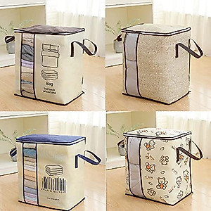 GUAGLL Large Capacity Quilt Storage Bag Printed Non Woven Foldable Window Handle Storage Bag for Clothers Quilt Toys