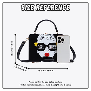 KUANG! Women Novelty Lady Face Shoulder Bags Funky Acrylic PU Leather Top Handle Satchel Handbags Box Clutch Purse for Women