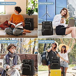 LOVEVOOK Laptop Backpack for Women, 15.6 Inch Work Business Laptop Bag, Wide Top Open Teacher Nurse Bag with USB Port, Waterproof Computer Backpack Purse for travel, Black