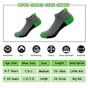 HENGRUI Boys/girls Socks Cushioned Kids Socks, Kids Ankle Athletic Socks With Low Cut Tab For 4-7 Years Old-6 Pairs, Black