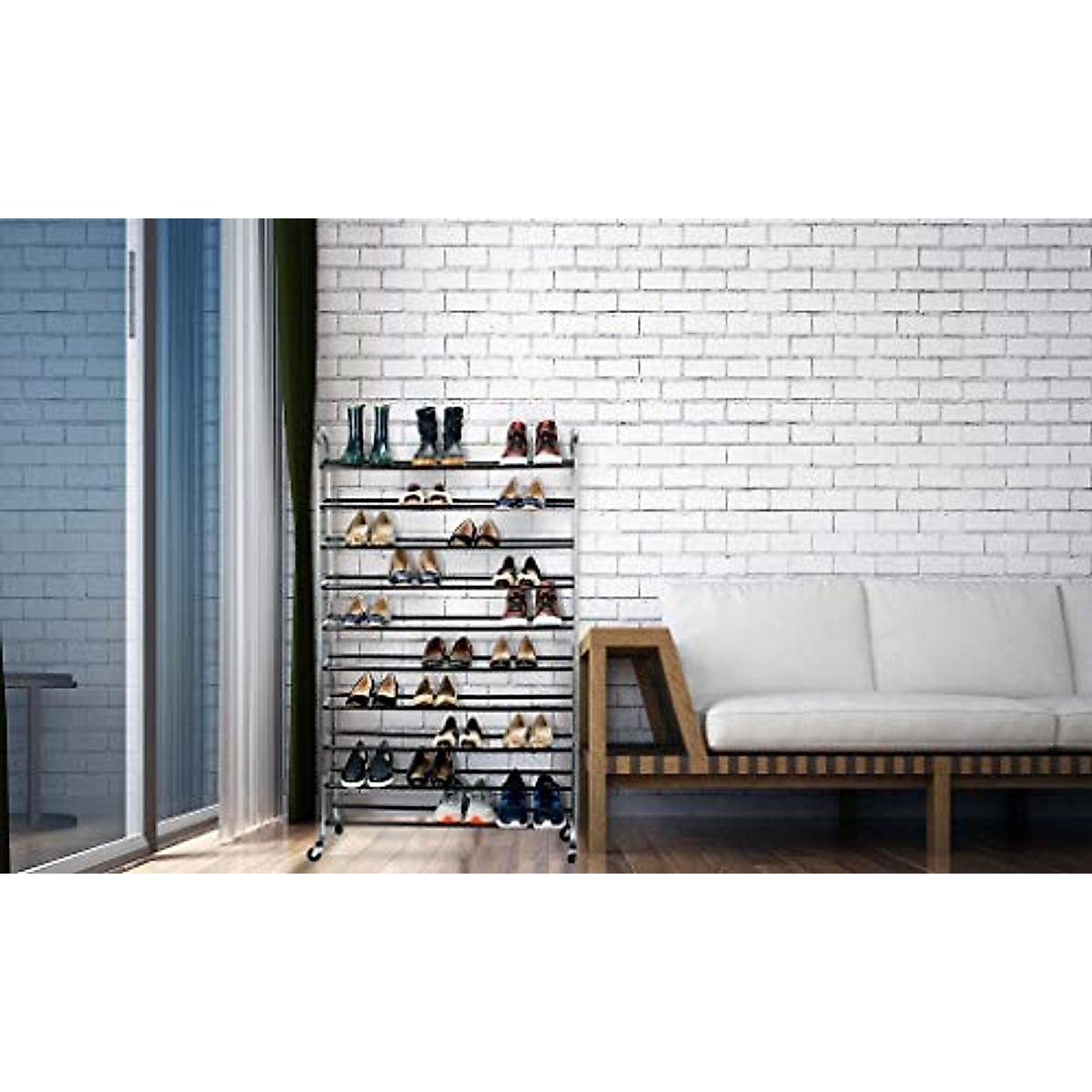 Shoe Organizer - Chrome Shoe Storage Supreme 50 Pair Shoe Rack Closet Shoe Organizer