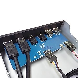 UCEC 5.25 Inch Front Panel USB Hub with 2-Port USB 3.0 & 2-Port USB 2.0 & HD Audio Output Port & Microphone Input Port for Desktop [ 20 Pin Connector & 2ft Adapter Cable]