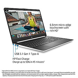 HP 15-Inch HD Touchscreen Laptop, 10th Gen Intel Core i5-1035G1, 8 GB SDRAM, 512 GB Solid-State Drive, Windows 10 Home (15-dy1020nr, Natural Silver), 15-15.99 inches