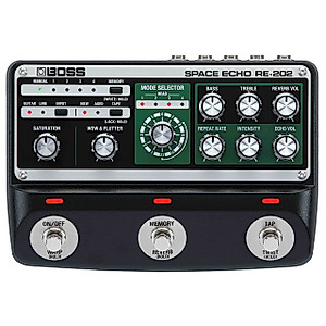 Boss RE-202 Space Echo Delay and Reverb Effects Bundle with Instrument Cable, Patch Cable, and Picks