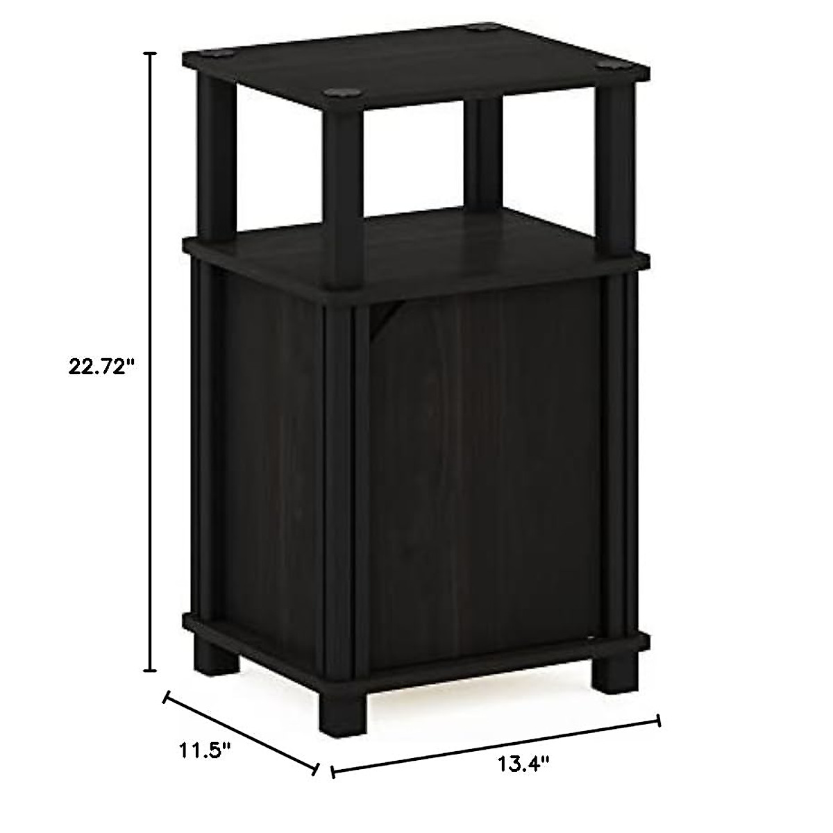 Furinno Brahms 3-Tier End Side Sofa Table/Nighstand with Door, 1-Pack, Espresso/Black