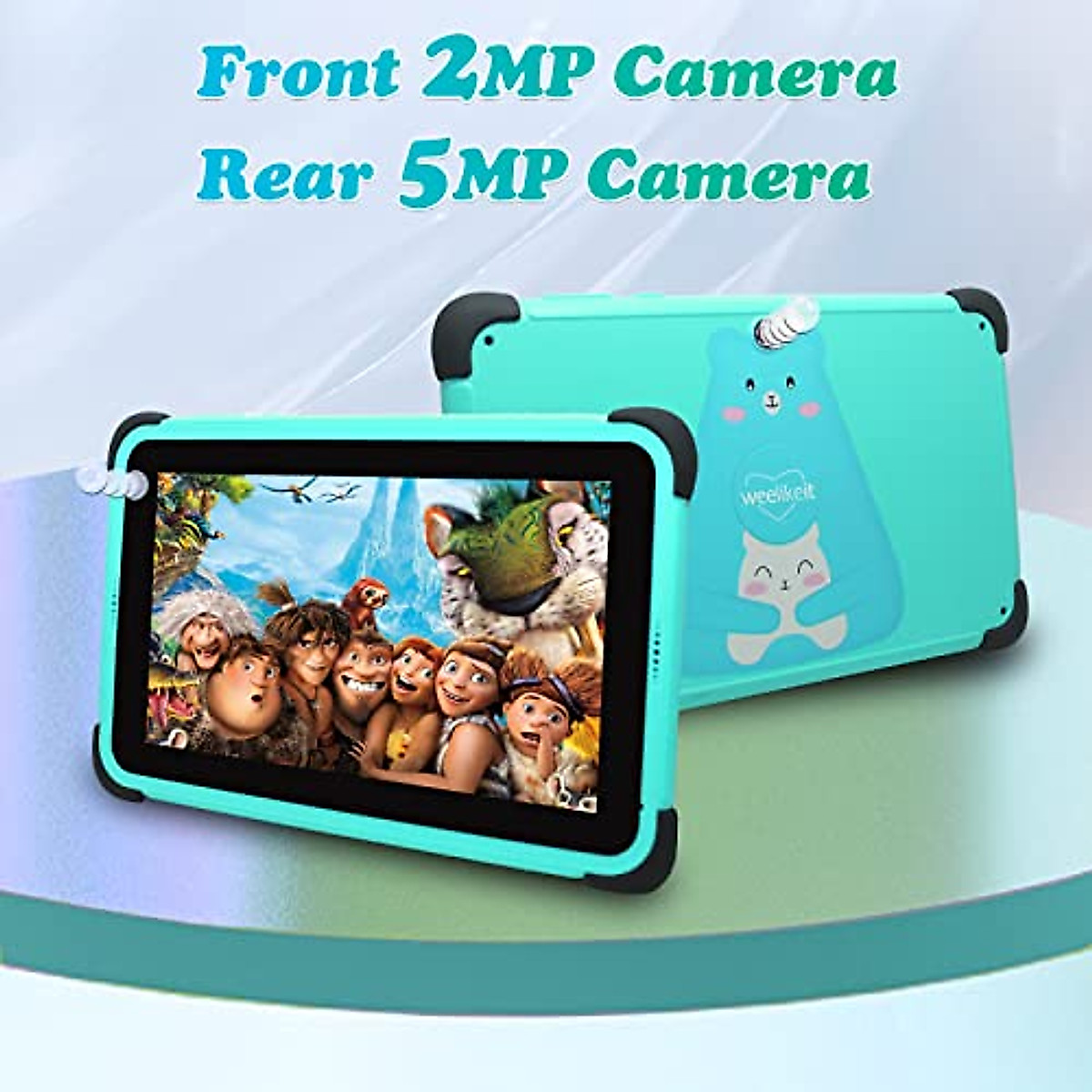 weelikeit Kids Tablet 7 inch Android 11, Learning Tablet for Children, 2GB + 32GB Toddler Tablets with YouTube, Netflix, WiFi 6, Bluetooth 5.0, Dual Camera, Shockproof Case, Stand, Stylus(Green)