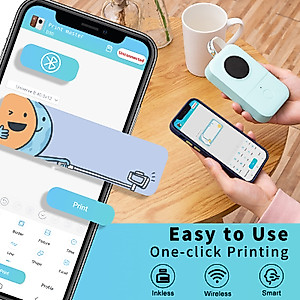 D30 Label Maker with 4 Tapes - Black on Pink, Purple, White Tape, Mini Bluetooth Label Printer, Portable Smart Phone Handheld Sticker Mini Labeler Inkless Rechargeable, BPA-Free