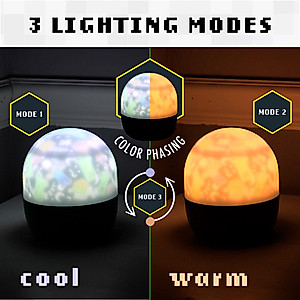 Paladone Minecraft Officially Licensed Creeper & Steve Projector Night Light, Gamer Projection Lamp Accessory, Minecraft Sounds, Gaming Bedroom Decor for Kids Mood Lighting with 4 Projector Sheets