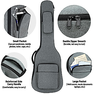 MUZNOTE Electric Guitar Bag Padded Electric Guitar Gig Bag 11.5mm Padding Soft Guitar Case with Neck Strap, Back Hanger Loop, Grey
