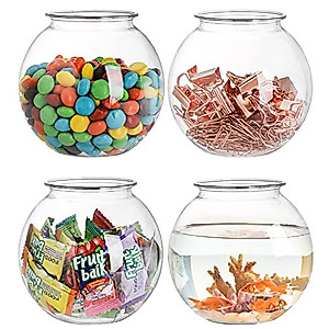 Okllen 12 Pack Plastic Ivy Bowls, 16 Oz Round Fish Bowl Unbreakable Vases Bowls for Home Decor, Carnival Games, Candy, Party Favors, Centerpiece, BPA Free, Clear
