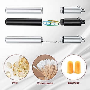 4 Pieces 2 Sizes Metal Portable Toothpick Holder, aluminum alloy Pocket Toothpick Holder Aluminum Waterproof Case Toothpick Container with Keychain for Outdoor Picnic and Camping (Silver, Black)