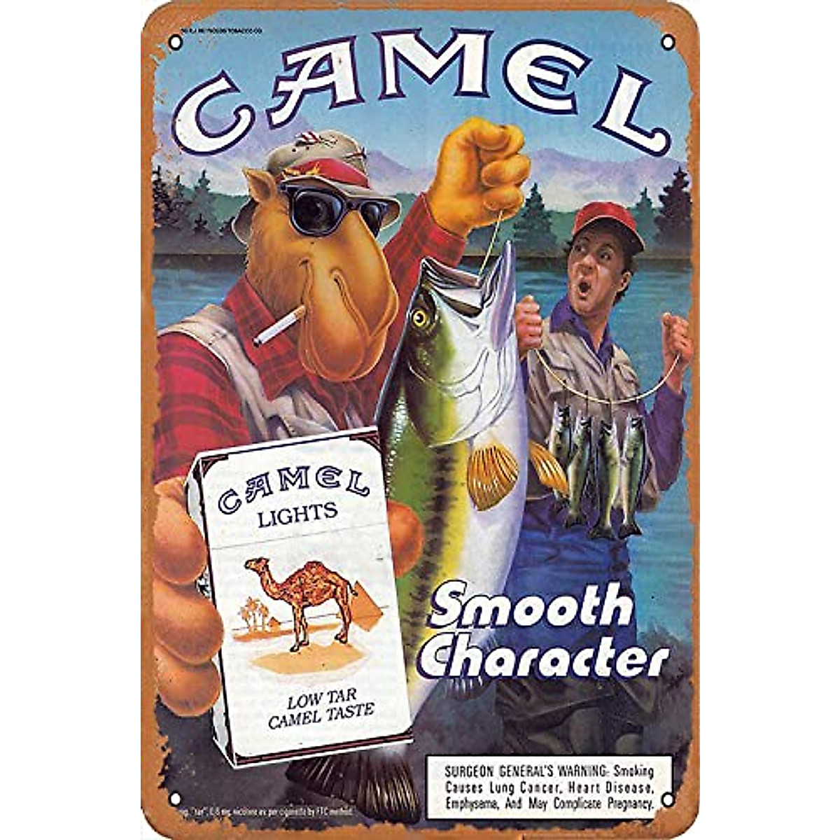 GCOCL Camel Lights Character Retro Nostalgic Art Traditional Rust Color Tin Logo Advertising Striking Wall Decoration Gift