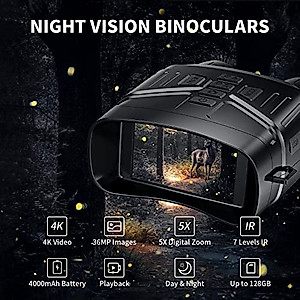 Night Vision Binoculars - Night Vision Goggles for Adults, 3'' Digital Infrared Night Vision can Save Photo and Video with 32GB Memory Card & Rechargeable Lithium Battery