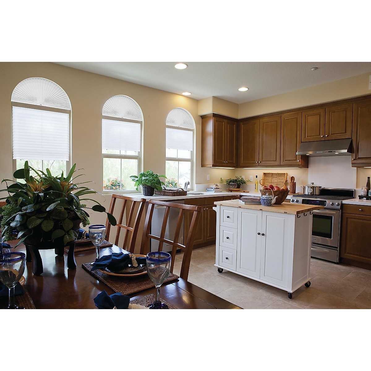 Redi Shade No Tools Original Arch Light Filtering Pleated Fabric Shade White, 72 in x 36 in