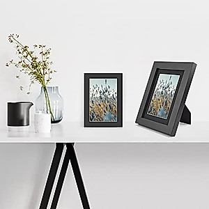 AUEAR, 5 Pack Black 5X7 Bevel Cut White Core Picture Mat for 4X6 Photo/Print/Artworks - 5 Pre-Cut Acid Free Picture Frame Mat + 5 Backing Board + 5 Clear Bag