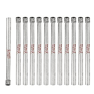 Luomorgo 12Pcs 3mm/1/8 inch Diamond Hole Saw, 1/5 inch Cutting depth Diamond Diamond Drill Bits for Glass Ceramic Marble Porcelain Tile Granite Quartz Gemstone