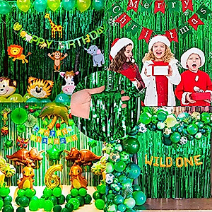 Dazzle Bright 2 Pack Backdrop Curtain, 3FT x 8FT Metallic Tinsel Foil Fringe Curtains Photo Booth Background for Baby Shower Party Birthday Wedding Engagement Bridal Shower Decorations, Green