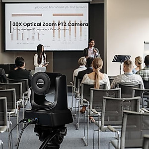 TONGVEO 20X Optical Zoom 60fps PTZ Camera Conference Room USB 1080P Camera System for Church Worship Services Meeting Online Learn, Works with Zoom, Skype OBS Easy to Set Up