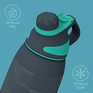 Ottle Reef Roamer Stainless Steel Water Bottle - 34 oz Insulated Flask with Leak Proof Lid, BPA free & Carry Handle - Hot & Cold Gym Water Bottle for Travel, Camping & Sports - Halftone Flow