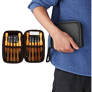 Wood Carving Tools,12 Set Professional Carving Kit Wood Carving Tools Set-Carving Hook Knife,Whittling Knife,Chip Carving Knife, Carving Knife Sharpener for Spoon Bowl Cup Woodworking