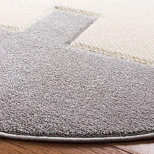 SAFAVIEH Carousel Kids Collection 5'3" Round Grey/Ivory CRK165B Elephant Nursery Playroom Area Rug