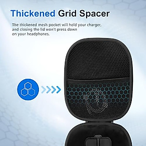 Opoway Hard Case for AirPods Max with Sleep Mode, Upgraded Travel Carrying Headphone Case with Silicone Earpad Cover & Mesh Pocket, Portable Organizer Protective Storage Bag