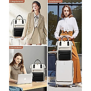 LOVEVOOK Laptop Backpack for Women Teacher Nurse Bag, 15.6 Inch Womens Work Bags, Waterproof Travel Backpack Purse, Business Computer Laptop Bag with USB Port, Black