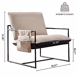 jonpony Sling Accent Chair for Living Room Bedroom Reading Office Modern Design Metal Frame Armchair with Comfy Soft Memory Foam Double Sided Use Pillow Removable Storage Bag Cozy Lounge Chair