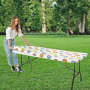 Tablecloth for Folding Table -Fitted Rectangular Table Cloth for 6 Foot – Size 32 x 72 inch - (180 x 75 cm) Plastic Vinyl Flannel Backed with Elastic Rim- for Christmas|Parties, Waterproof