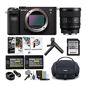 Sony Alpha a7C Full-Frame Compact Mirrorless Camera (Black) Bundle with FE 20mm f/1.8 G Lens (6 Items)