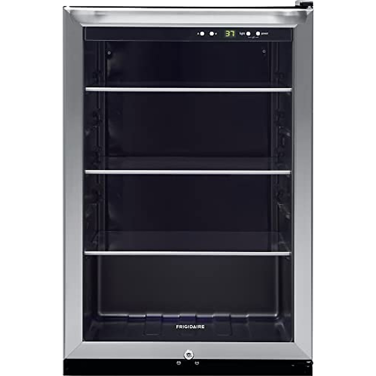 Frigidaire FRYB4623AS Beverage Center holds up to 138 12 oz. cans, Contemporary Handle Design, Electronic Temperature Control with LED Digital Display, Reversible Door Swing Option, in Silver