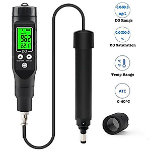 Generic Dissolved Oxygen Meter, Dissolved Oxygen Test Kit with Pen Shaped Polarographic Probe, Portable DO Tester for Aquarium Aquaculture Water Test, Bluetooth App Control, DO Range 0.0‑30.0mg/L