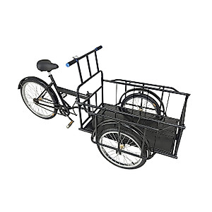FixtureDisplays® 24" Tire Black Tricyle Vending Cart Ice-Cream Wagon Flower Cart Kiosk Farmers Market Booth Collapsable 10052-NF