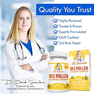 Bee Pollen from Dr. Danielle, Natural Bee Pollen Supplement, 500mg, 120 Veggie Capsules