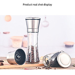 HELPLO Stainless steel Pepper Grinder Pepper Mill, Salt Grinder Refillable, Adjustable Coarseness Black Pepper Grinder, Stainless Steel Sea Salt Shaker with Ceramic Rotor (high)