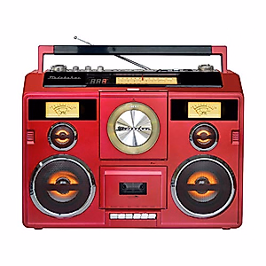 Studebaker Sound Station Portable Stereo Boombox with Bluetooth/CD/AM-FM Radio/Cassette Recorder (Red)