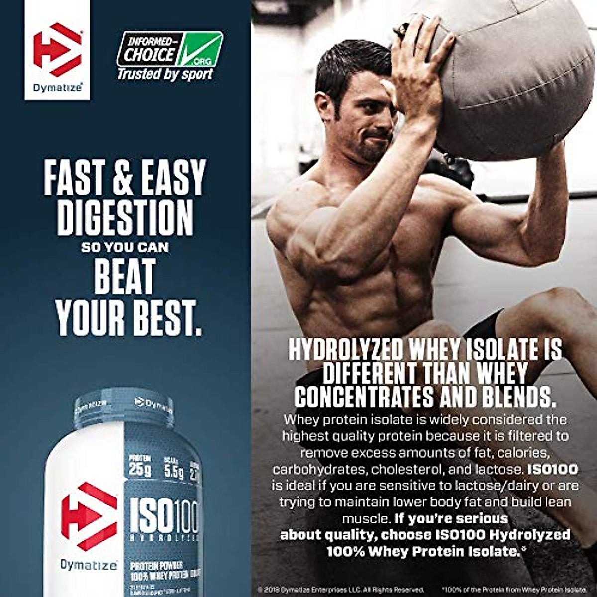 Dymatize ISO100 Hydrolyzed 100% Whey Protein Isolate Strawberry -- 5 lbs