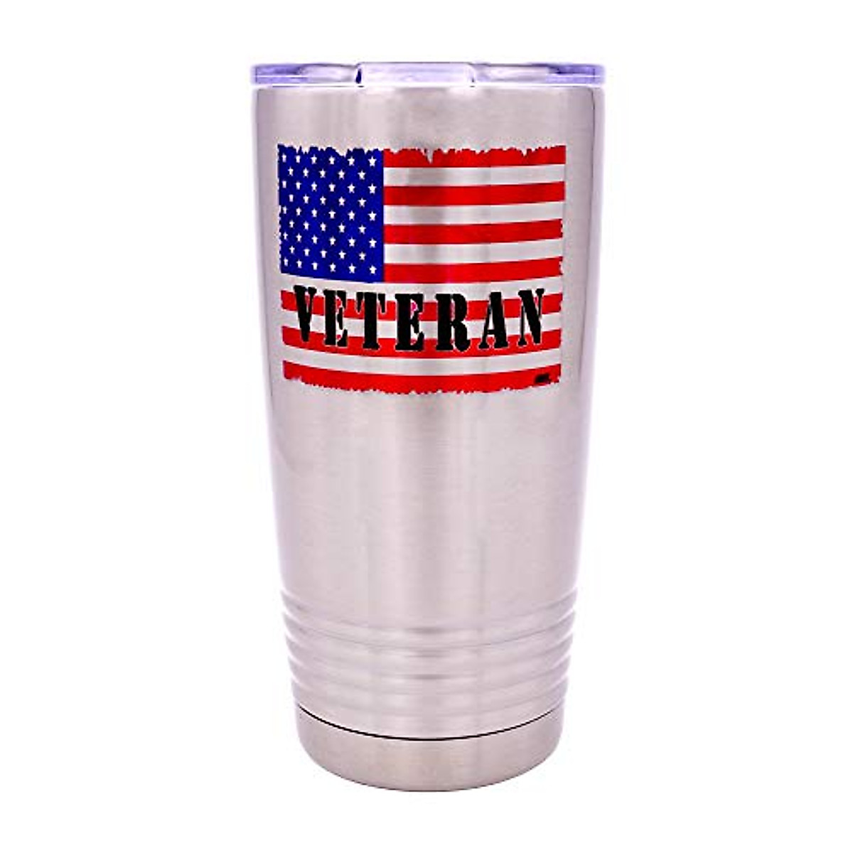 Rogue River Tactical USA Flag Military Veteran 20 Oz. Travel Tumbler Mug Cup w/Lid Vacuum Insulated Hot or Cold Gift