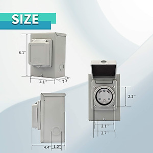 RVMATE 30Amp Generator Power Inlet Box, NEMA TT-30P & 30 Amp RV Adapter Cord, NEMA TT-30R