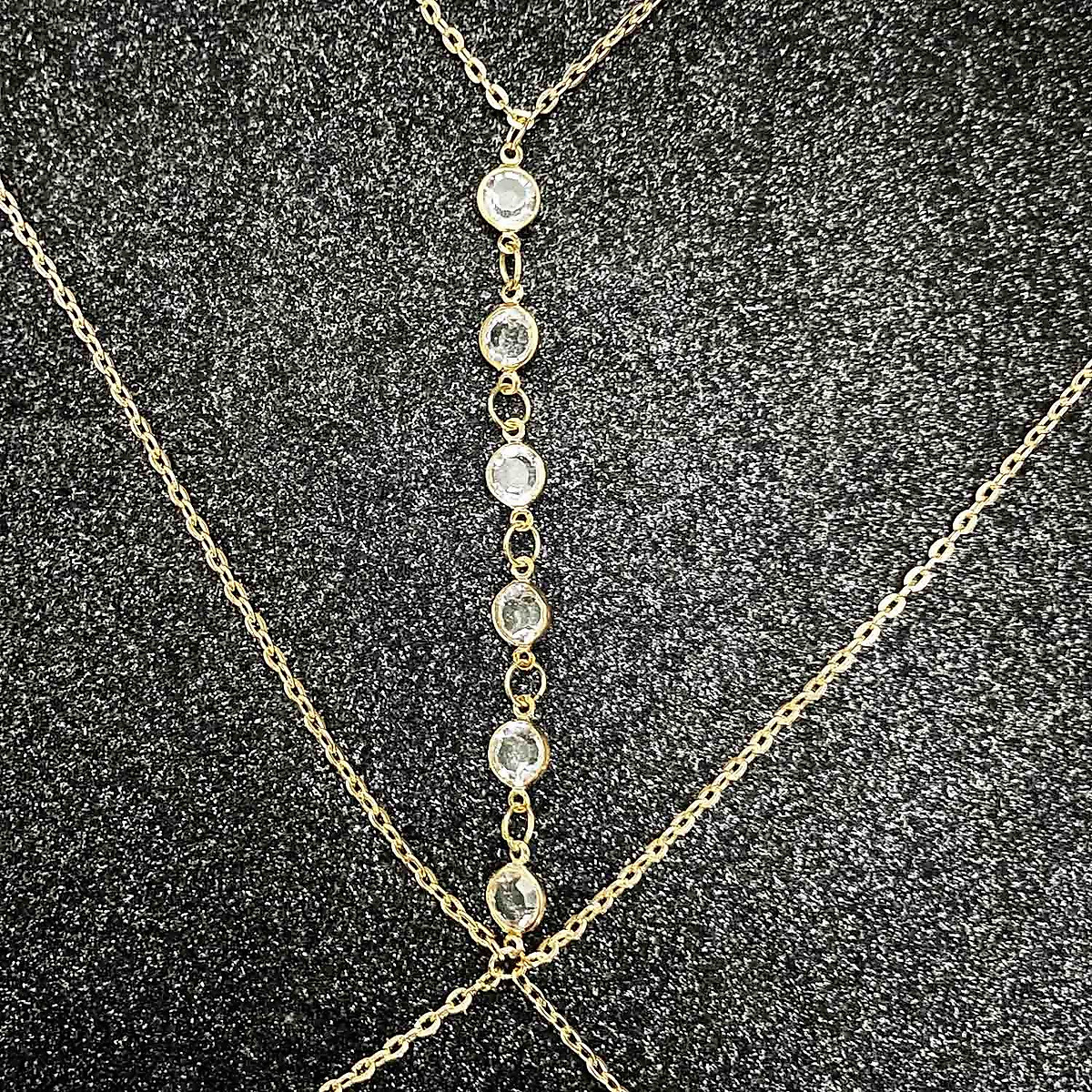 Woent Sexy Bikini Bra Body Chain Gold Cross Breast Chain Lingerie Necklace Accessories Nightclub Jewelry Adjustable for Women