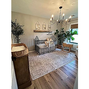 Hauteloom Holi Collection Antebi - Machine Washable Oriental Persian Living Room Kitchen Bedroom Dining Room Area Rug - Neutral Vintage Distressed Boho Style - Beige, Brown, Cream - 7'10"x10'3"