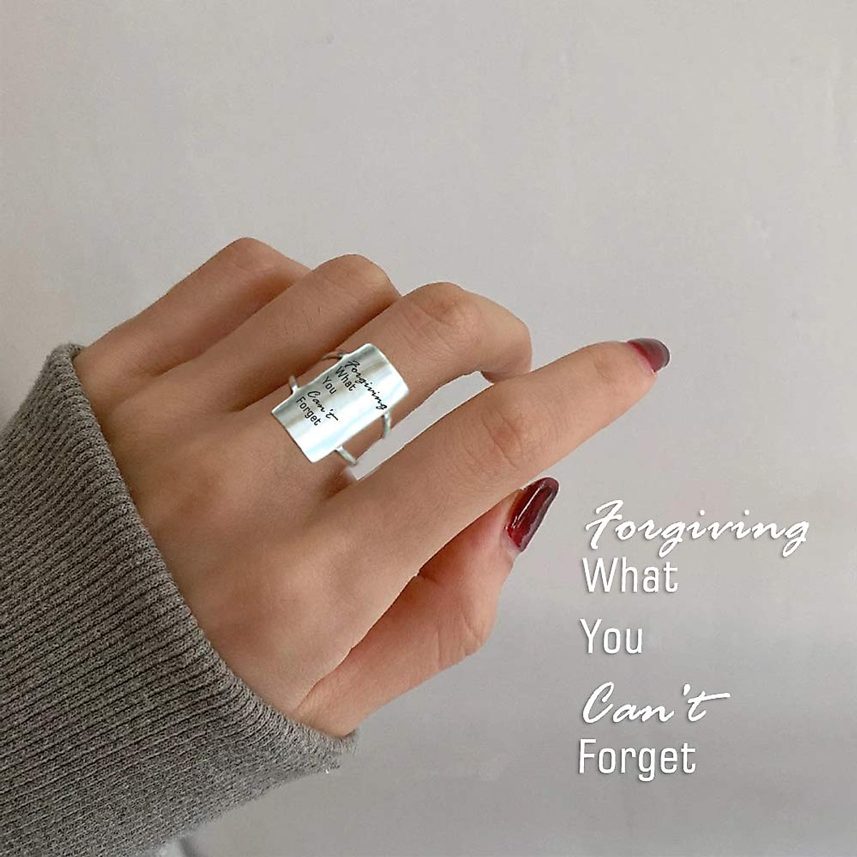 SIMONLY Forgiving What You Can't Forget Ring 925 Sterling Silver Inspirational Ring for Women