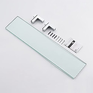 KES Bathroom Shelf 24 Inch Glass Shelf Wall Mounted Tempered Glass Shelf Polished Chrome Finish, BGS3201S60