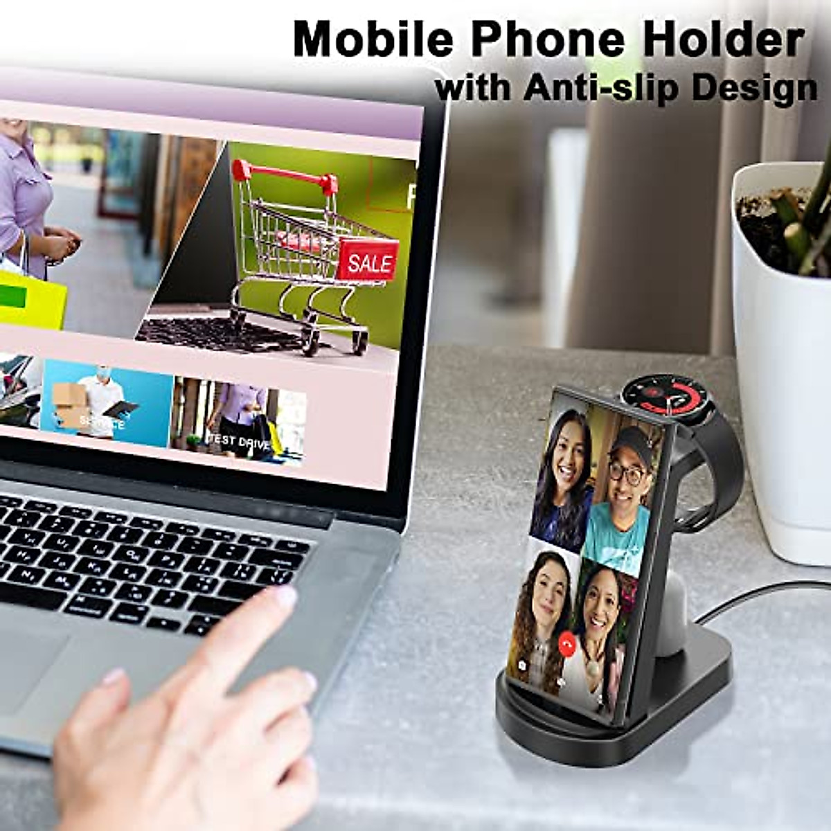 Charging Station for Samsung Multiple Devices, VCVS 3 in 1 Fast Charger Station, Wireless Charger for Samsung Galaxy Watch 5/4/3, Galaxy S23/S22/S21/S20/S10/Note20/Note10/Z Flip 4/Z Fold 4,Galaxy Buds